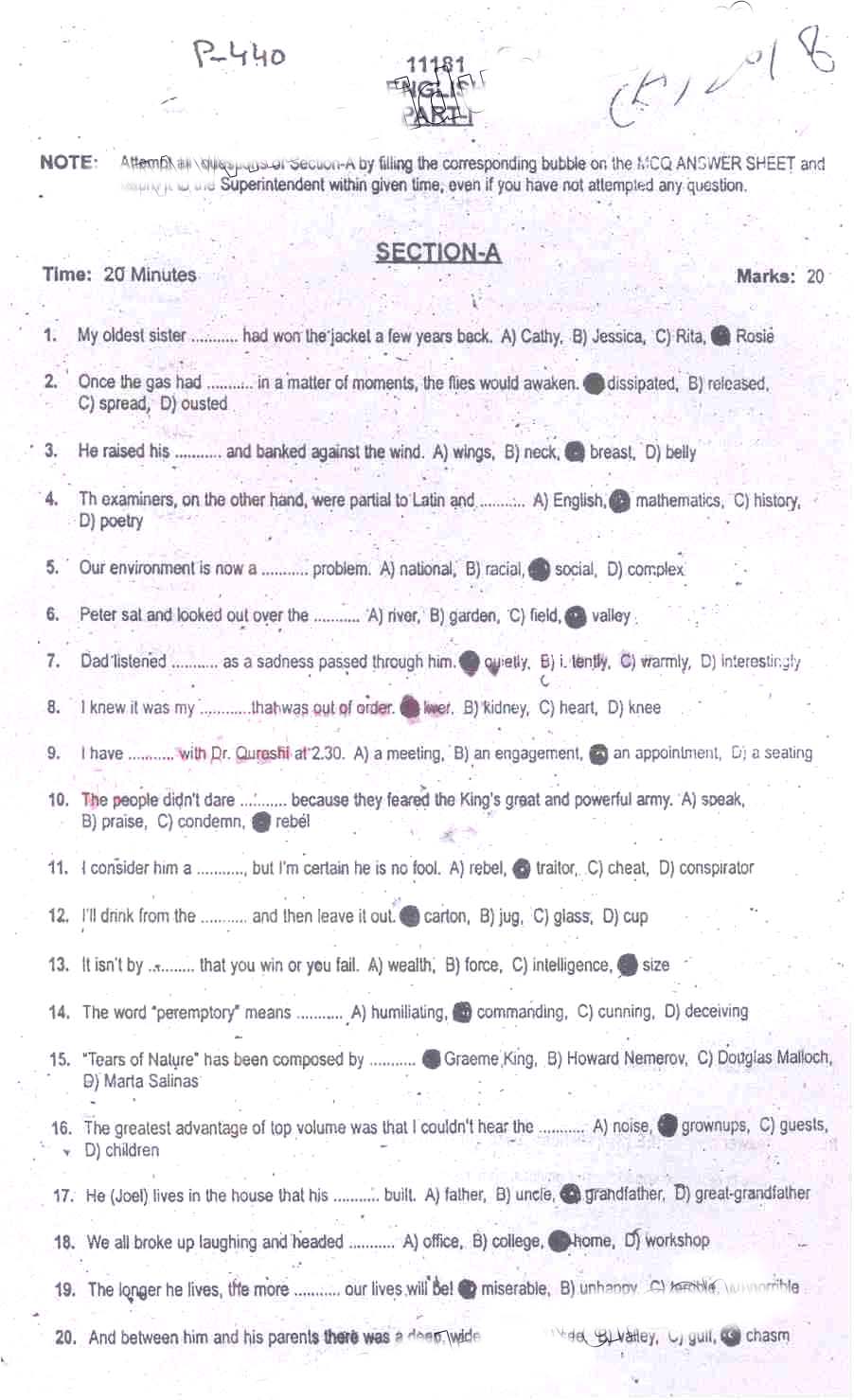 11th Class English Past Paper Kpk 2018