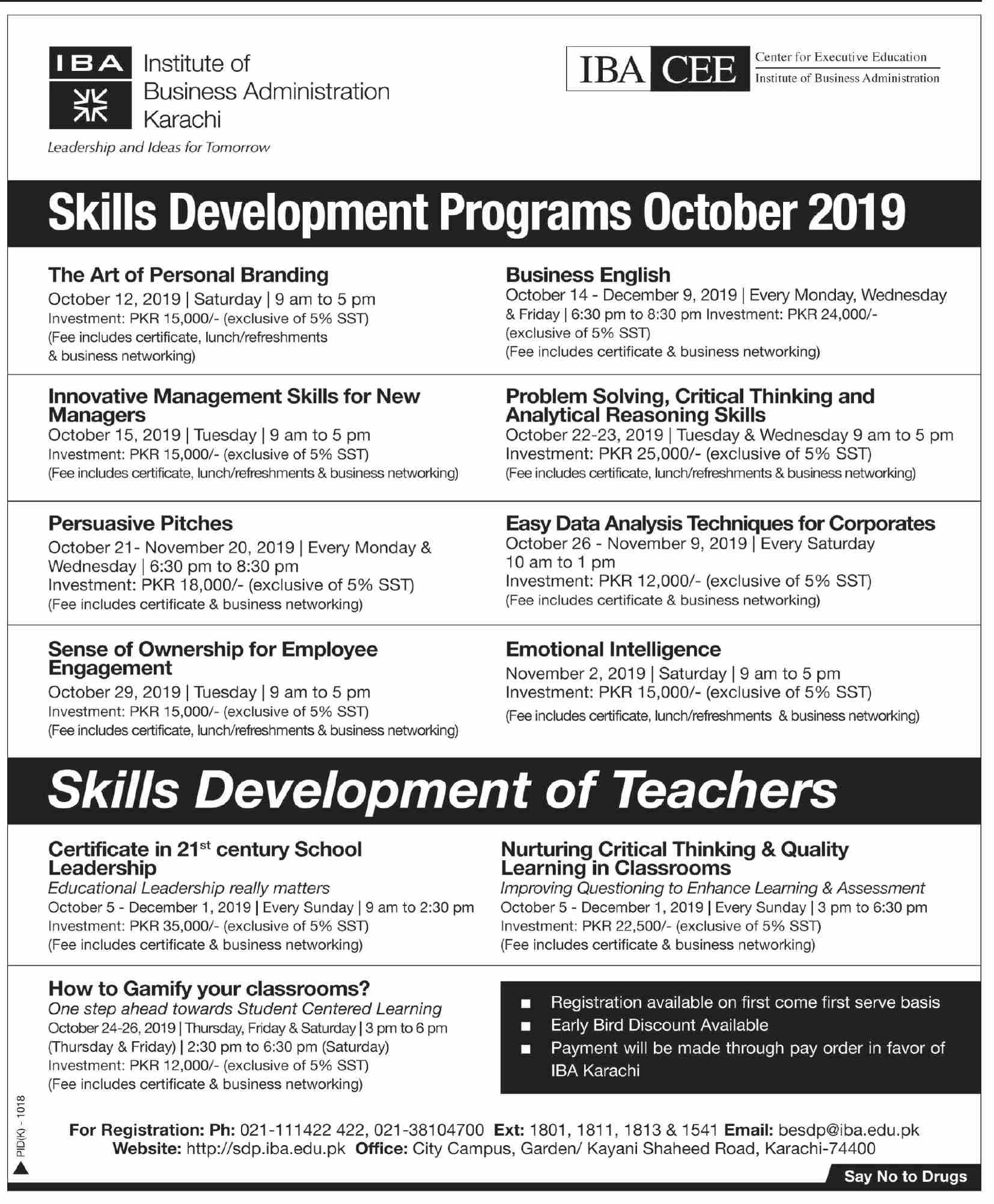 IBA Skill Development Programs admissions 2019 Result.pk