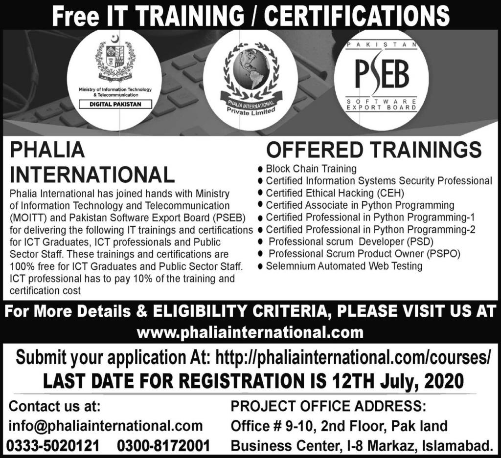 Phalia International IT Courses Admissions 2020 Result.pk