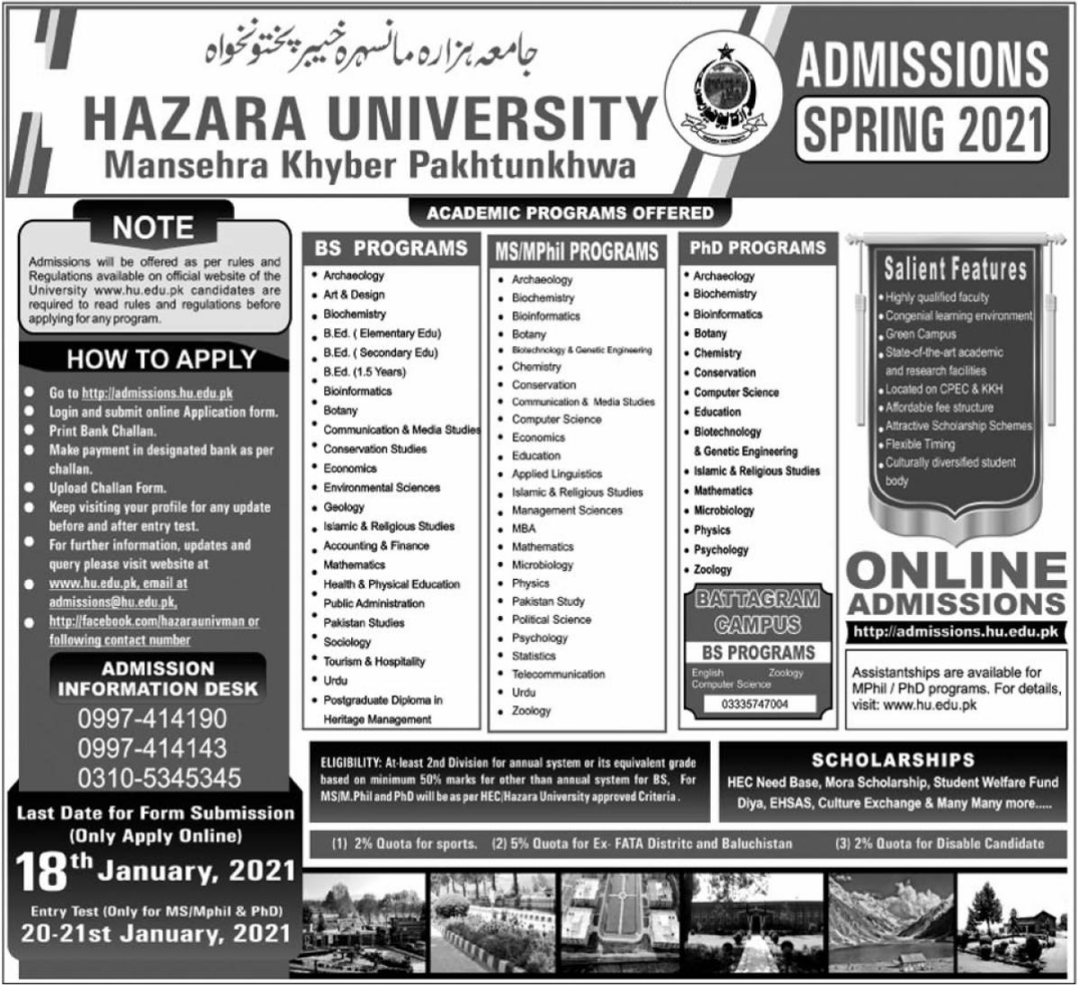 Hazara University Mansehra BS Admissions 2021 Result.pk Hazara University Mansehra BS Admissions 2021 Result.pk