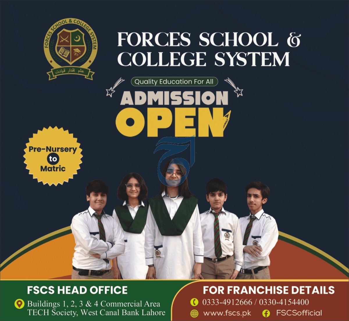 Forces School & College System Lahore Admissions 2021 Result.pk