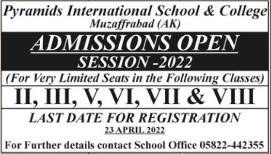Pyramids International School & College Muzaffarabad Admissions 2022 ...