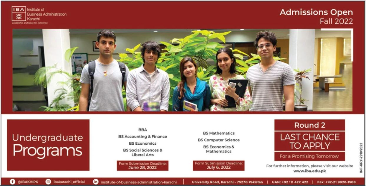 IBA BS Computer Science Admissions 2022 Result.pk