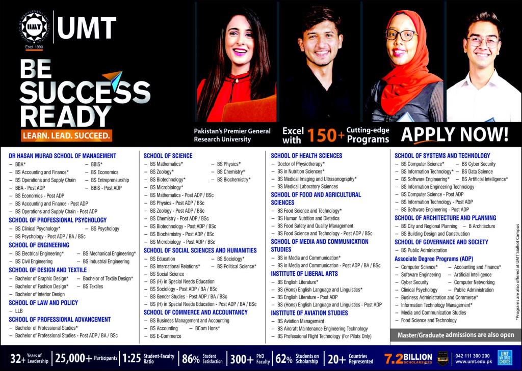 ADP and BS Programs Admissions in University of Management and ...
