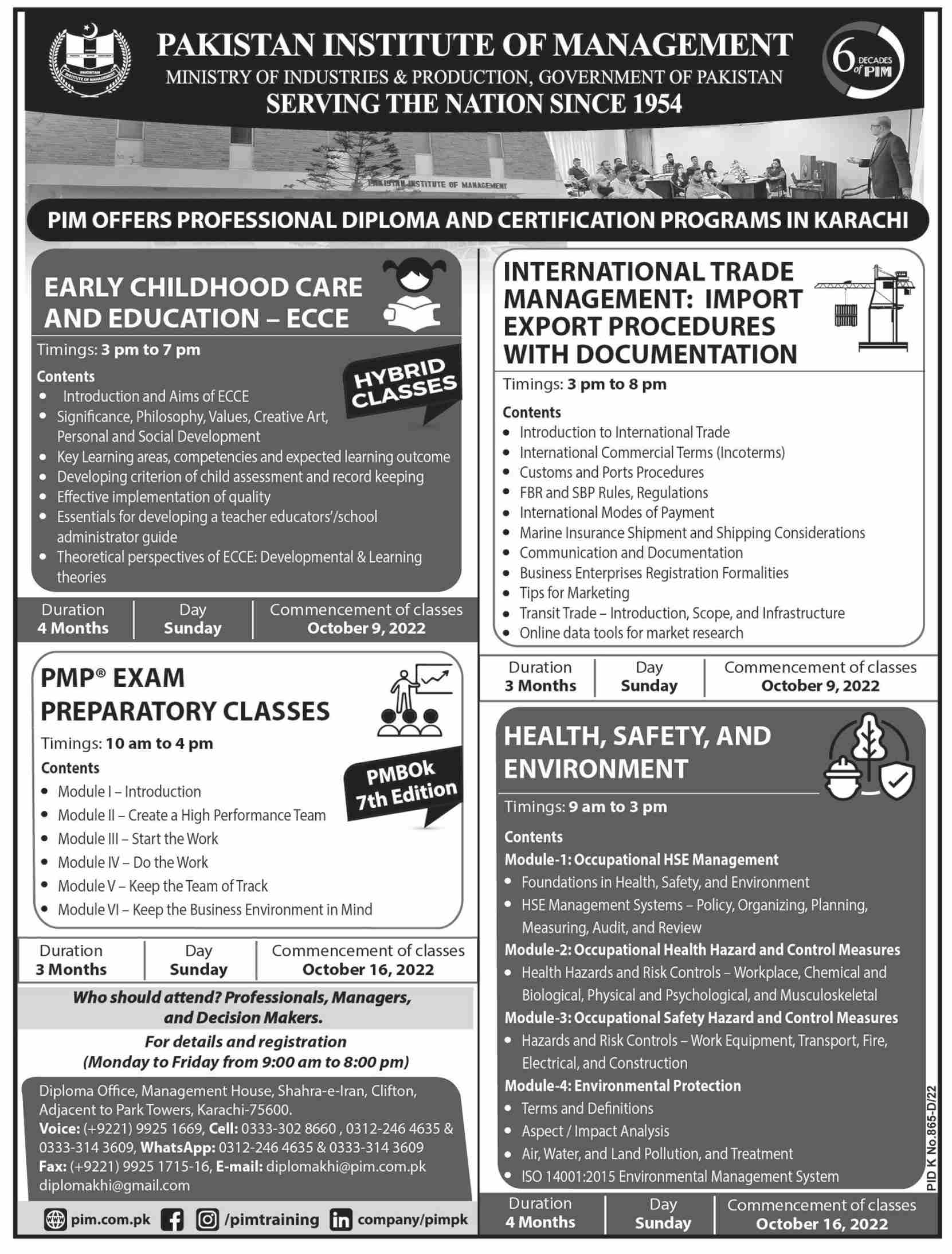 Pakistan Institute of Management Admissions 2022 Result.pk