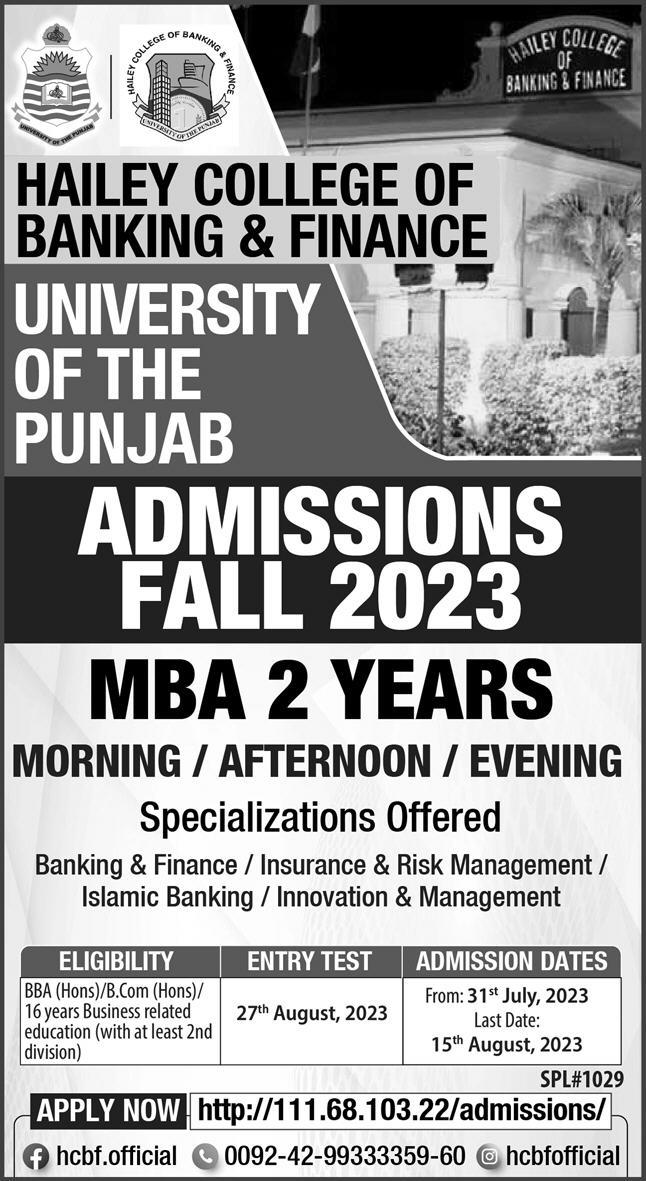 Hailey College Banking and Finance PU Admission Fall 2023 Result.pk