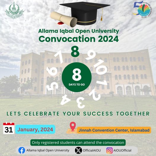 AIOU Manages Annual Convocation 2024 on 31 Jan Result.pk