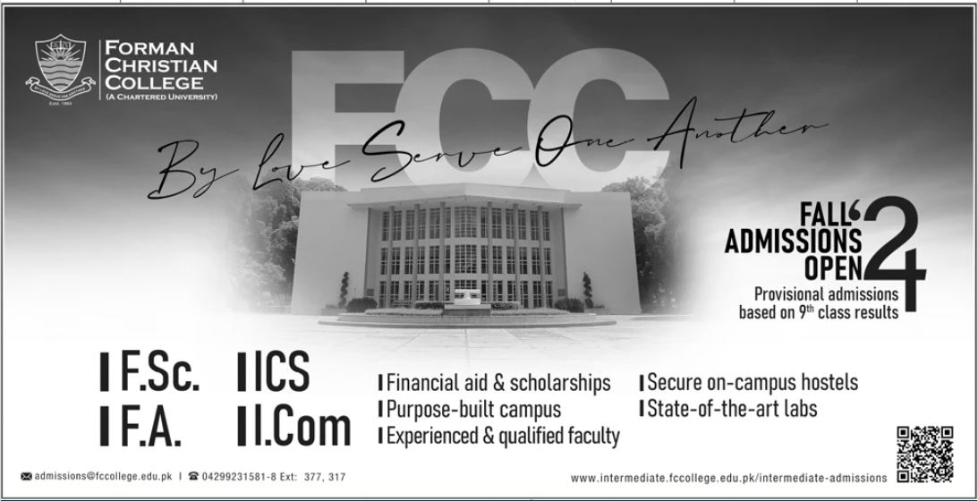 Forman Christian College FCC Admissions 2024 Result.pk
