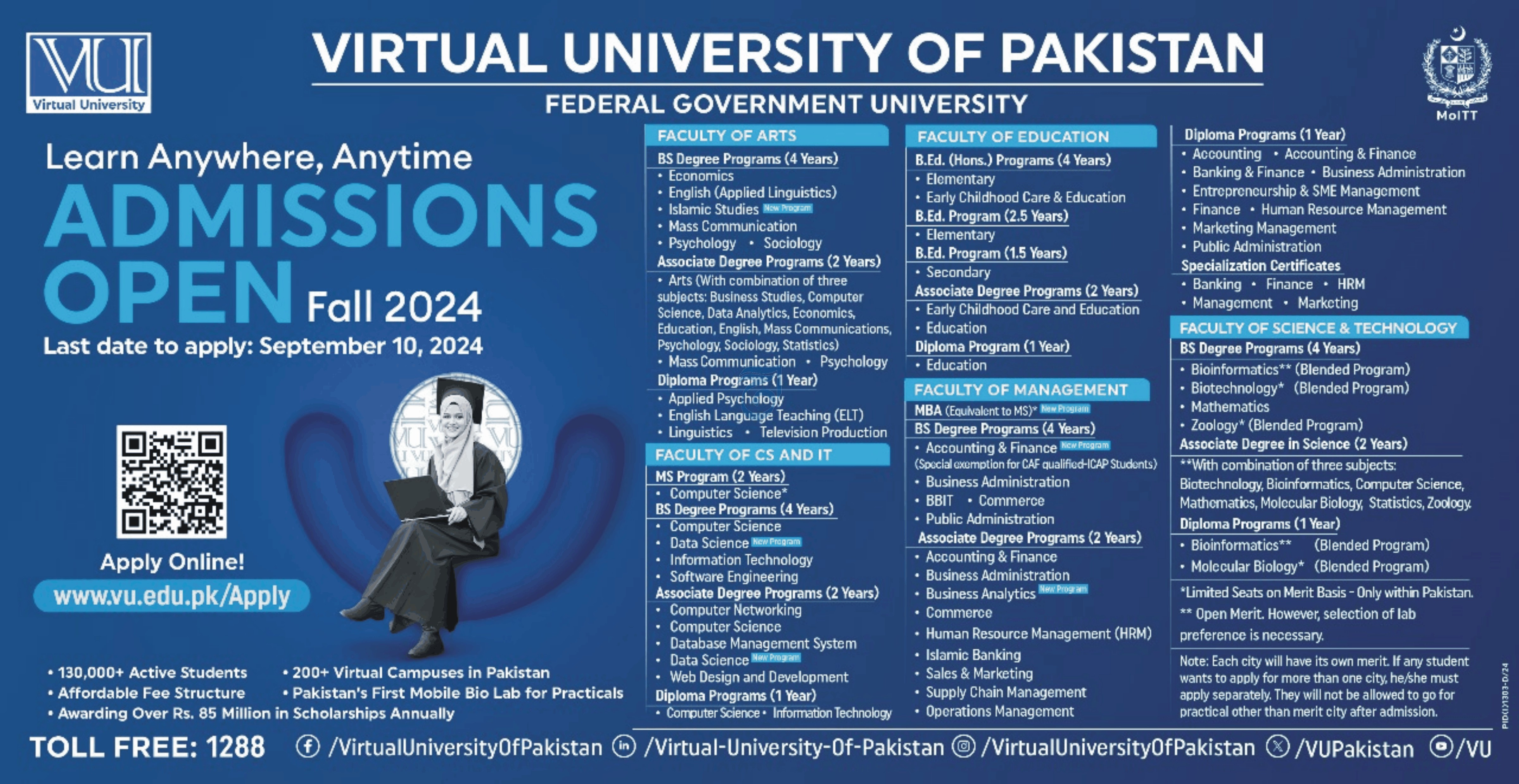 VU Virtual University of Pakistan BS BEd MS MBA ELT Admission 2024 Result.pk