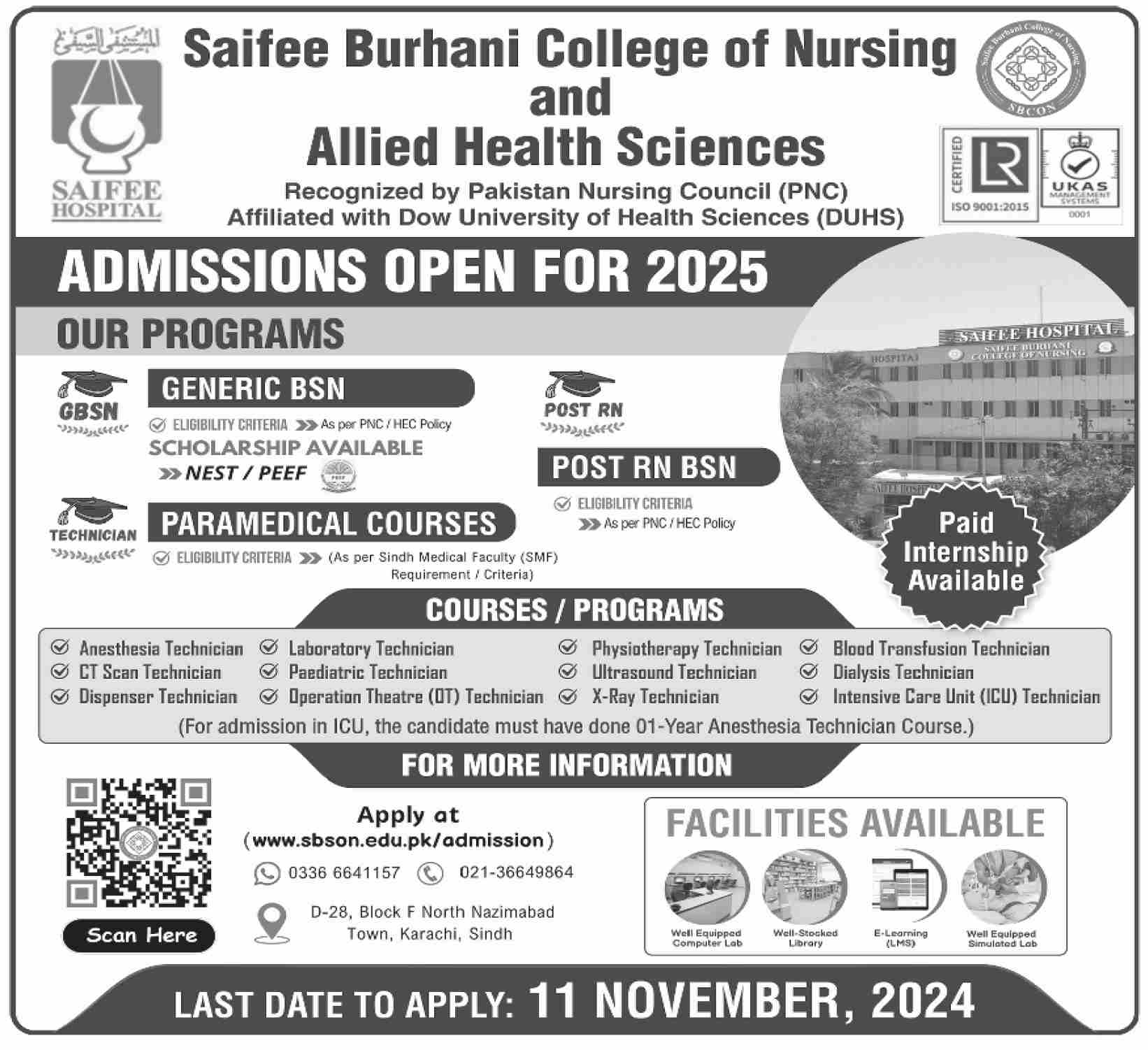 Jinnah Sindh Medical University CHPE Programs Admissions 2025 Result.pk