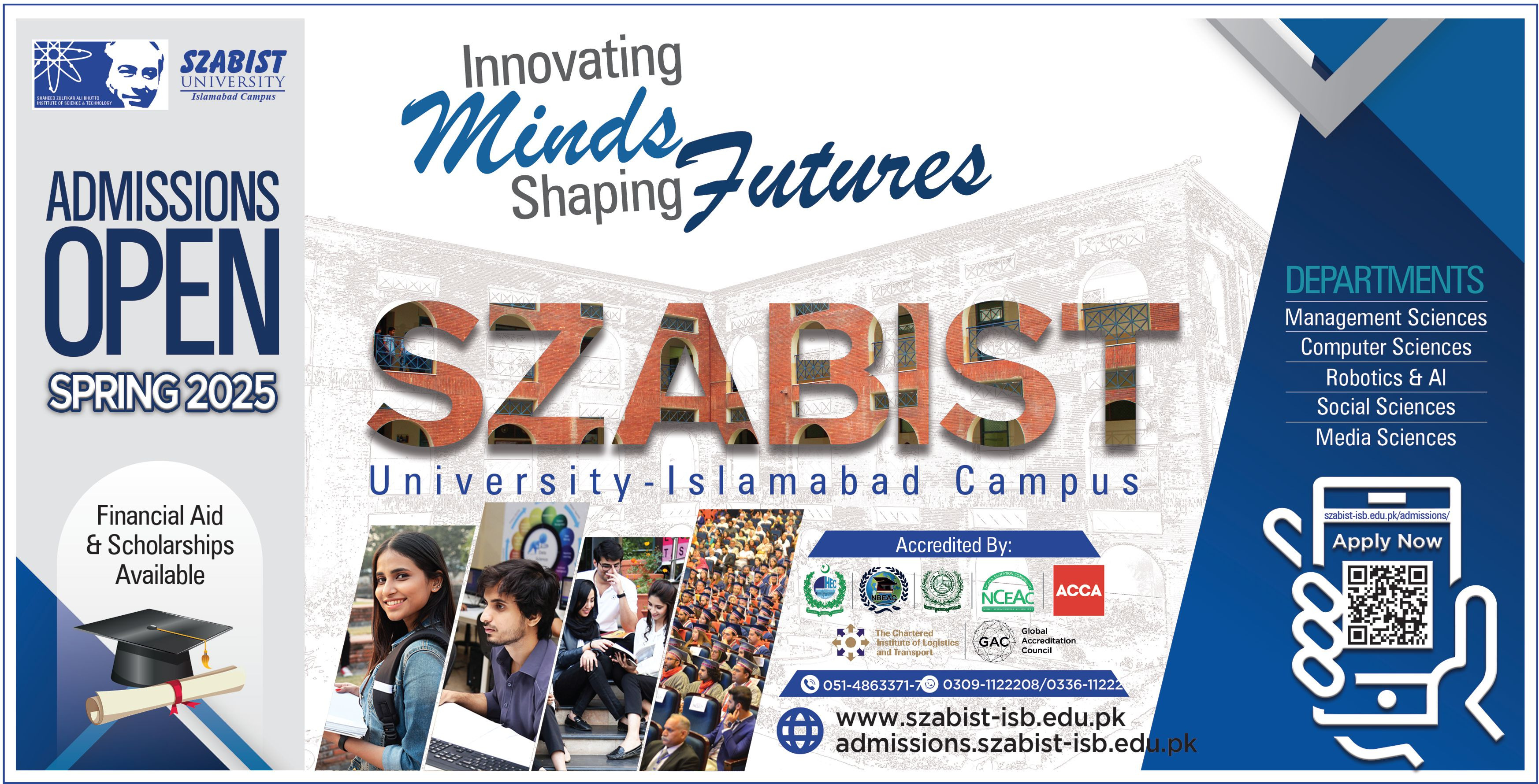SZABIST Admissions Open for Various Undergraduate Programs Session 2025 ...
