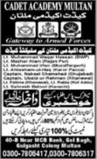 Cadet Academy Multan Admissions Open for the Session 2025 Result.pk