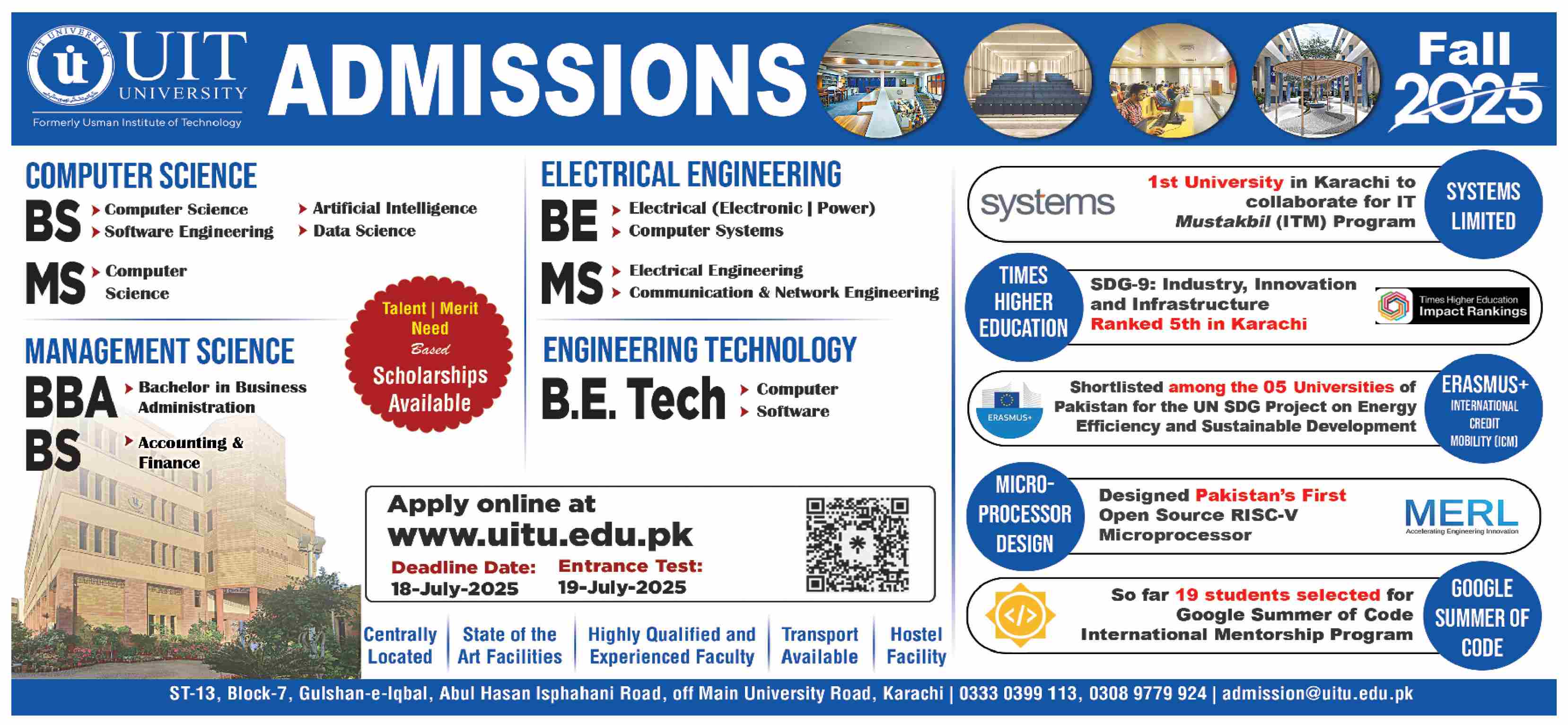 UIT Admissions 2025 Management Sciences Result.pk