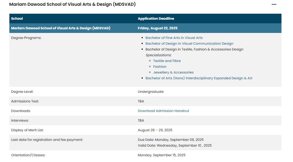 BNU Opens UG Admissions 2025 for Art & Design at MDSVAD Result.pk