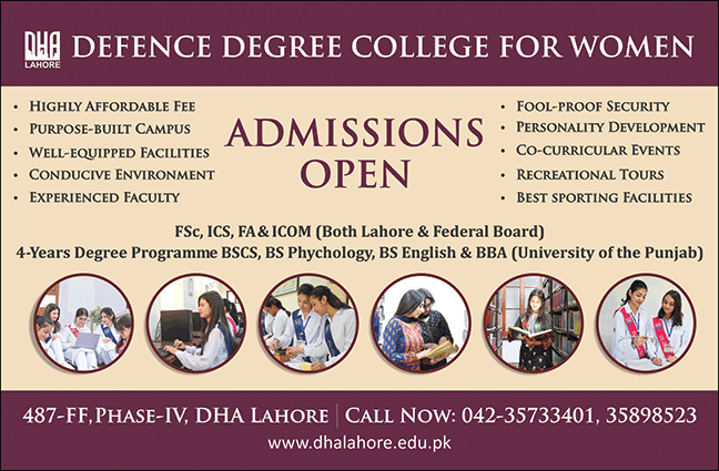 DHA Defence Degree College For Women Admissions 2025 BS Degree Programs ...