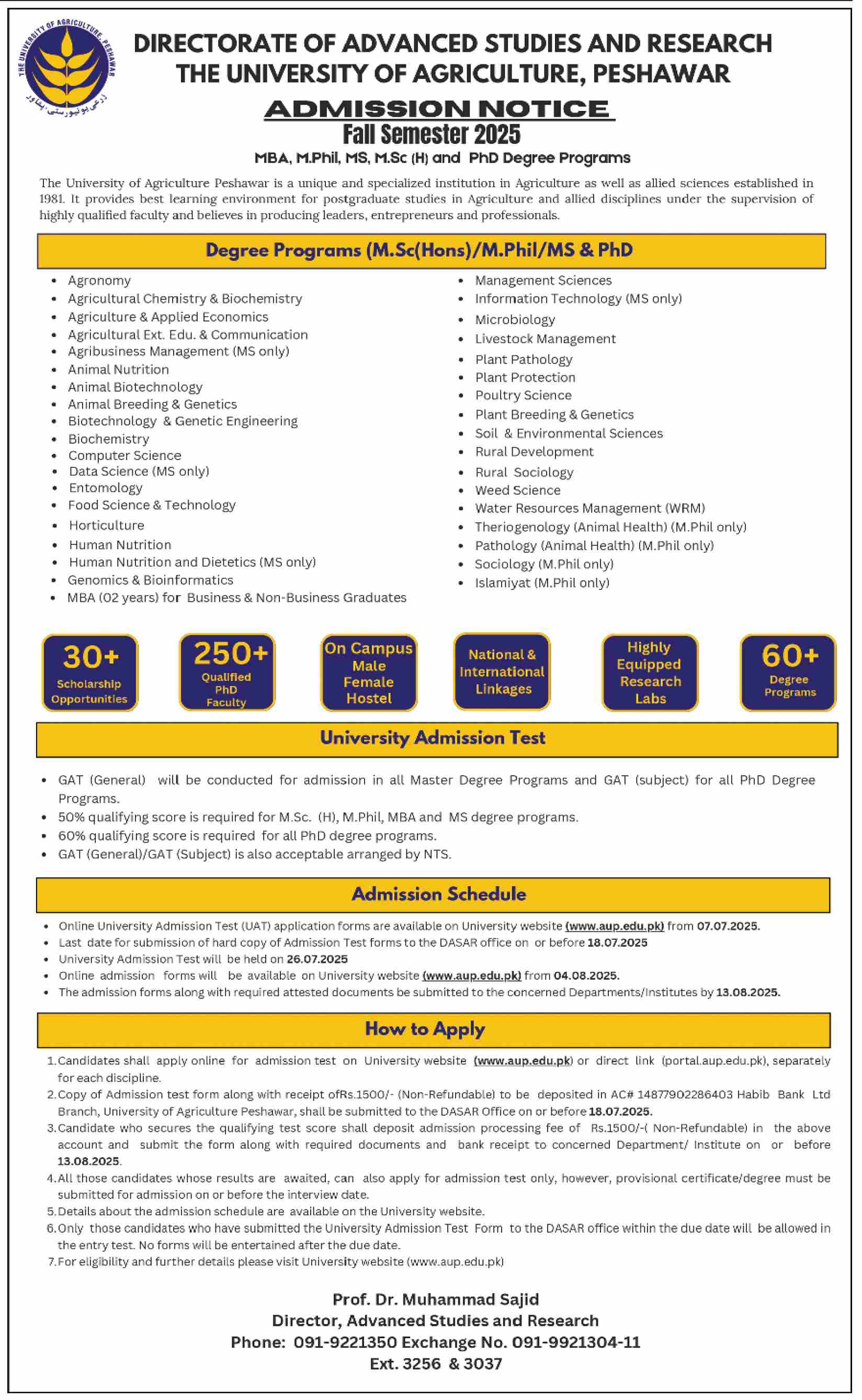 AUP Fall Semester Admissions 2025 Apply Online for MBA, MPhil, MS, MSc ...