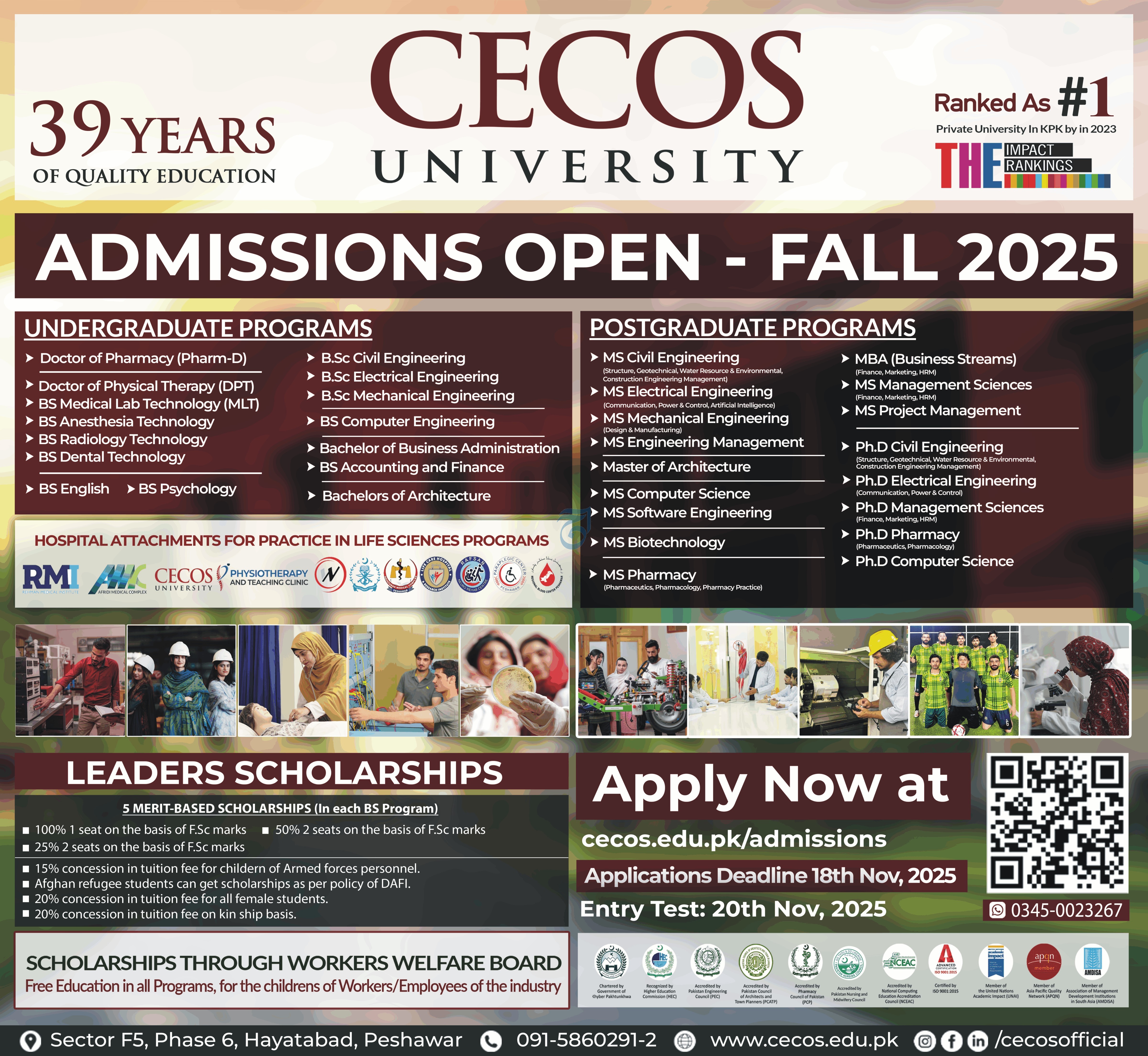 CECOS University Admissions 2025 UG & PG Programs Result.pk