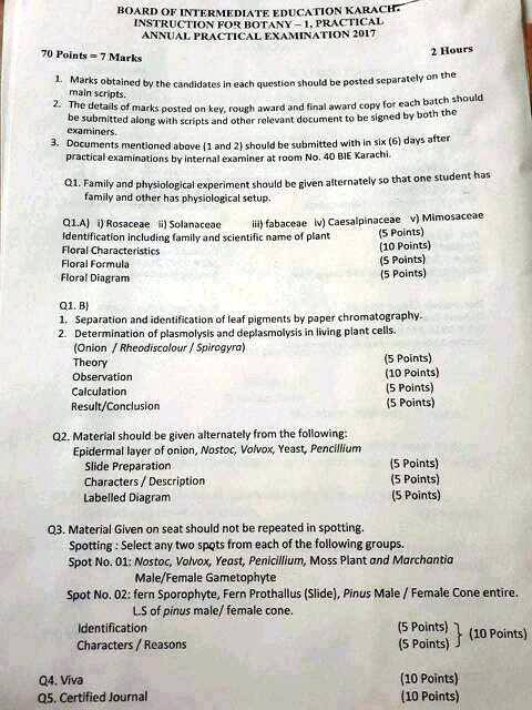 BIEK Karachi Board Model Papers 2025 Inter Part 1 2, HSSC, FA, FSC ...