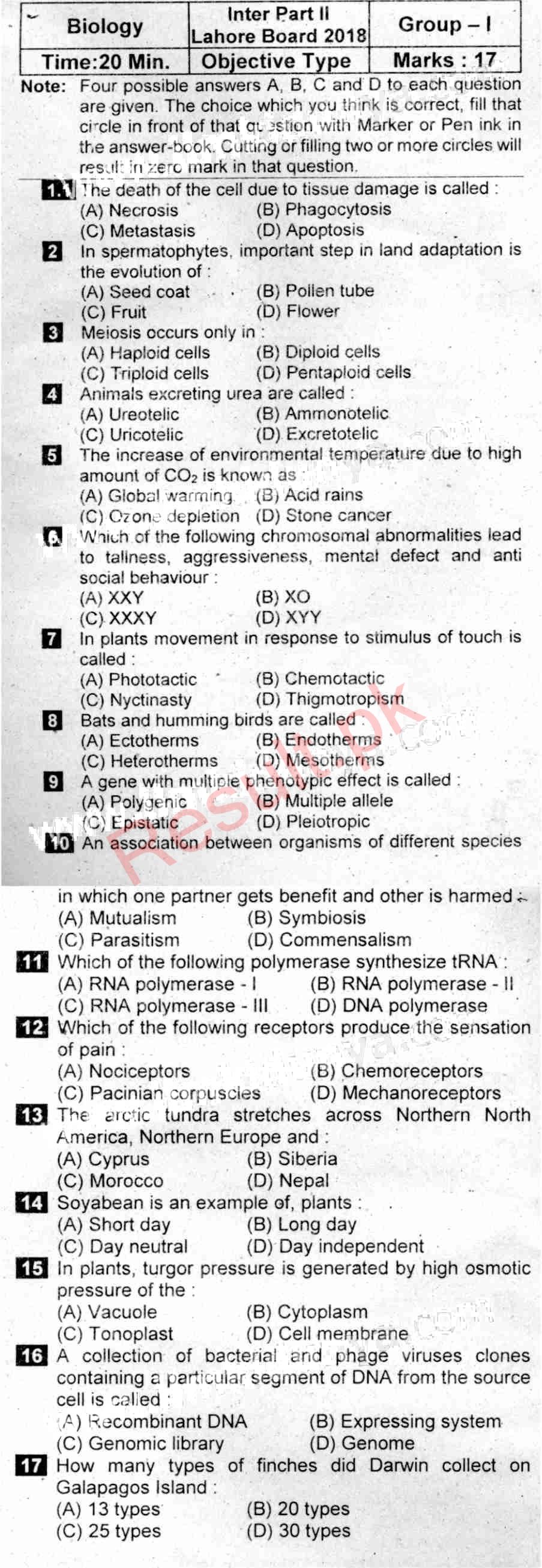 BISE Lahore Board Past Papers 2021 Inter Part 1 2, FA, HSSC, FSC ...