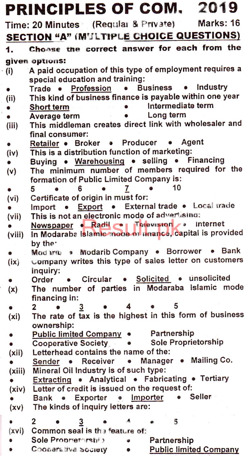 BIEK Karachi Board Past Papers 2025 Inter Part 1 2, FA, HSSC, FSC ...