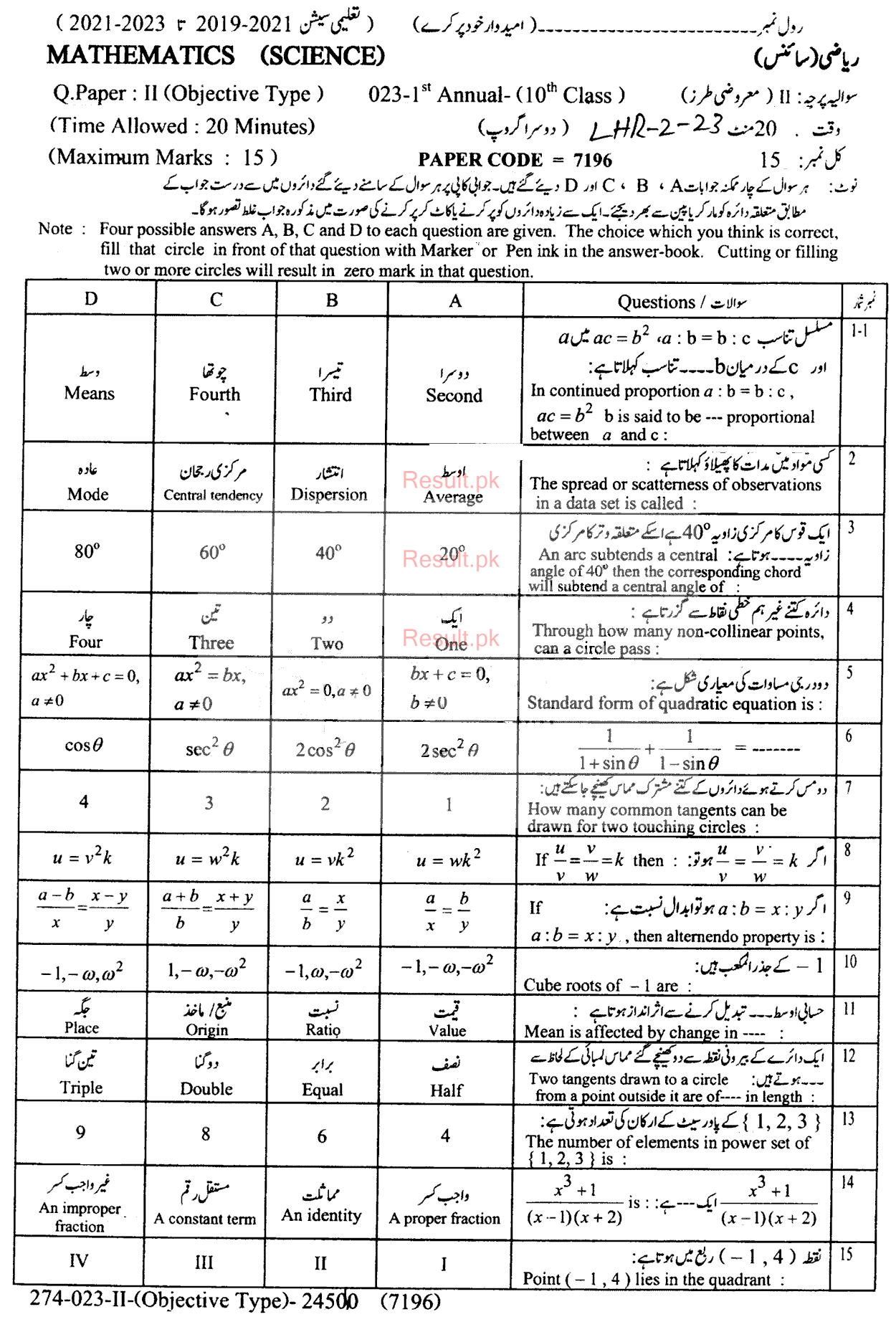 BISE Lahore Board Past Papers 2024 Matric, SSC Part 1 & 2, 9th & 10th ...